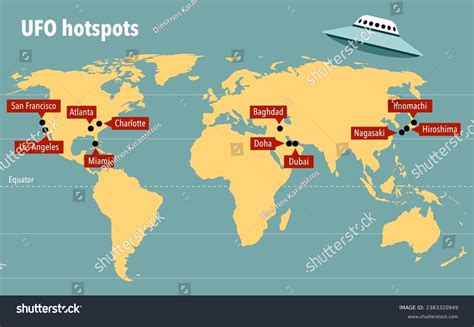 Ufo Sightings Hotspot World Map Stock Illustration 2383320949