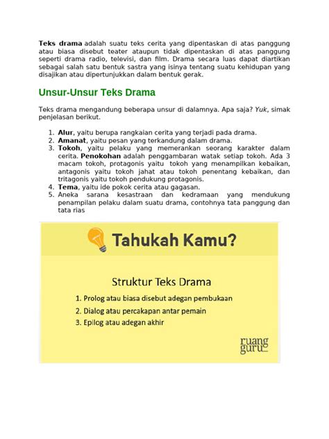 Unsur Unsur Penting Teks Drama Pdf