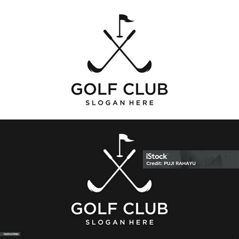 골프 공과 스틱 및 골프 코스 로고 템플릿 디자인입니다 직업적인 골프 팀 골프 클럽 토너먼트 사업 사건을 위한 로고 골프 스윙에 대한 스톡 벡터 아트 및 기타 이미지