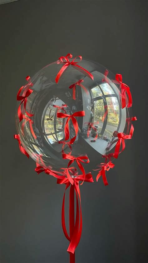 Шар бабблс с бантиками красный алый Праздничные декорации Тематические дни рождения Дизайн