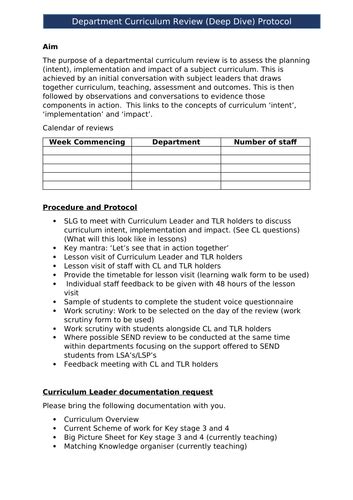 deep dive documentation teaching resources