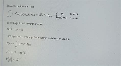 For Hermite Polynomials Write The Function Fx2 X