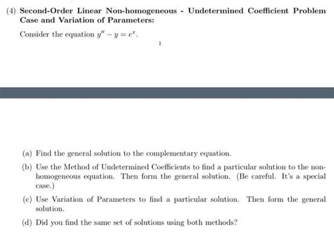 Solved (4) Second-Order Linear Non-homogeneous - | Chegg.com