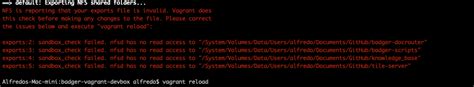 Virtualbox Vagrant Cannot Export Nfs Folders Stack Overflow