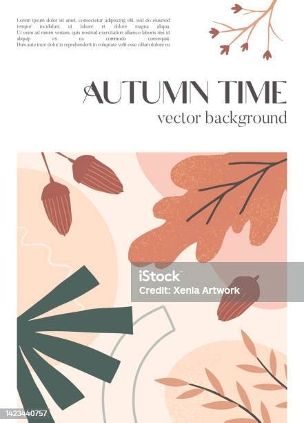 유기적 인 다양한 모양 단풍 및 텍스트를위한 복사 공간을 갖춘 가을 창조적 인 포스터 가을에 대한 스톡 벡터 아트 및 기타 이미지 가을 가을 단풍 개념 Istock