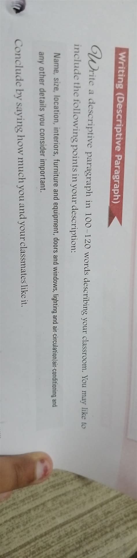 Writing Descriptive Paragraphwrite A Descriptive Paragraph In 100−120