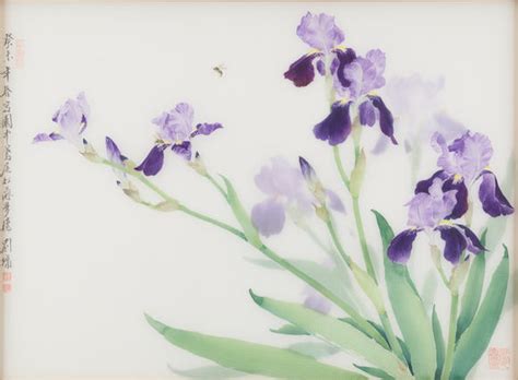 bonhams liu yung liu yong born 1949 irises 2003