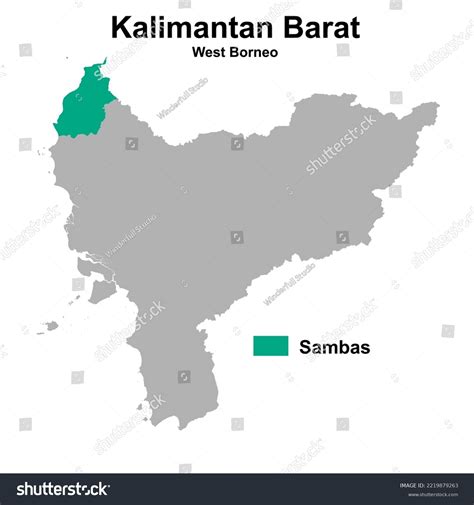 Vector Map Administrative Boundaries Sambas Regency Stock Vector Royalty Free 2219879263