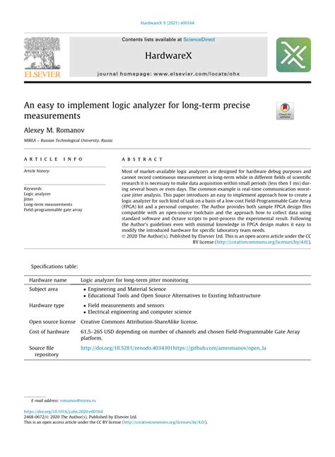Pdf An Easy To Implement Logic Analyzer For Long Term Precise Measurements