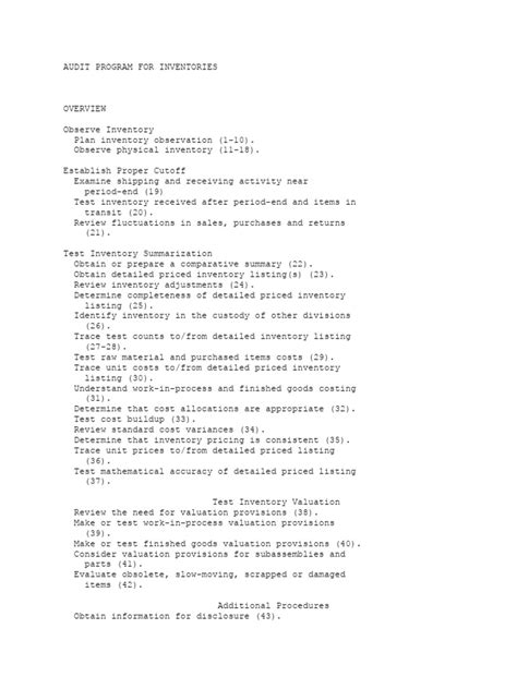 Inventory Audit Template Pdf Inventory Valuation Finance