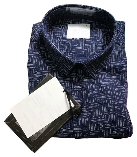 Printed Men Navy Blue Cotton Shirt Party Wear At ₹ 300 Piece In