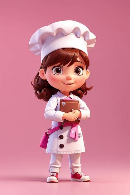 Premium Ai Image Cute Girl Chef In Uniform Holding Plate Restaurant
