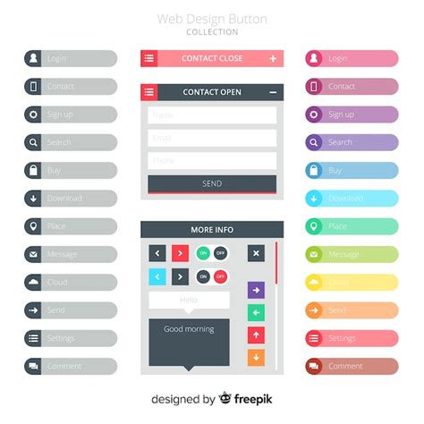 Free Vector Web Button Set In Flat Style