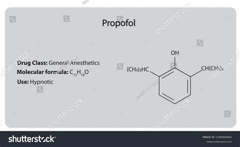 Propofol Hypnotic Chemical Structure Drug Class Stock Vector Royalty Free