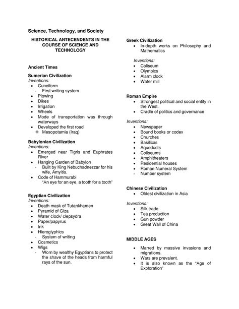 Science Technology And Society Lecture Notes Science Technology And