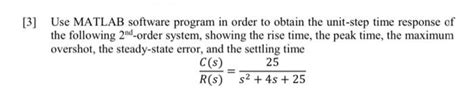 Solved 3 Use Matlab Software Program In Order To Obtain