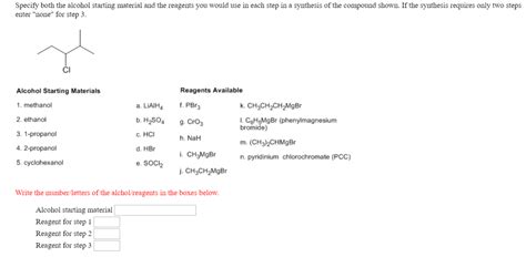 solved specify the reagent you would use in each step of the