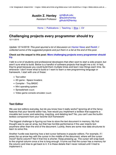challenging projects every programmer should try austin z henley