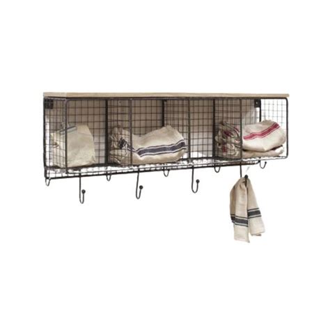 Kalalou Large Wire Mesh Four Horizontal Cubbies With Wooden Top Bed Bath And Beyond 36184033