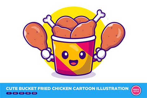 Cute Bucket Fried Chicken Cartoon Graphic By Catalyststuff · Creative