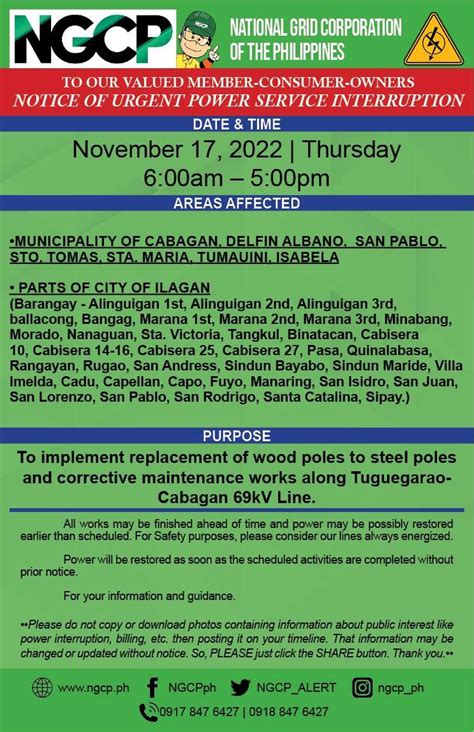 Notice Of Ngcp Scheduled Power Interruption November 17 2022