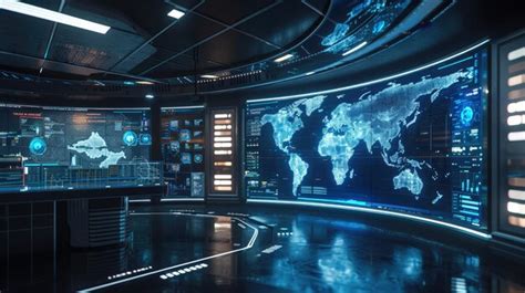 Hightech Command Center With Global Analytics Premium Ai Generated Image
