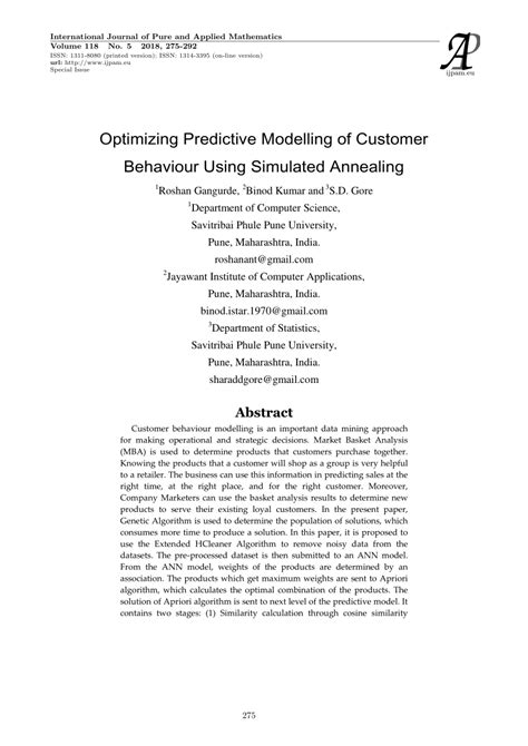 Pdf Optimizing Predictive Modelling Of Customer Behaviour Using