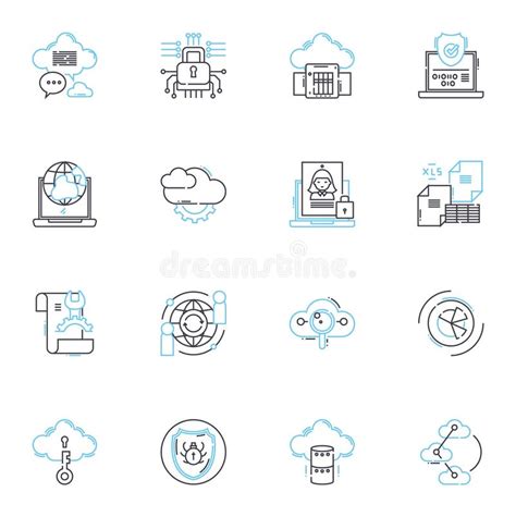 Web Security Linear Icons Set Firewall Encryption Malware Antivirus Phishing Vulnerability