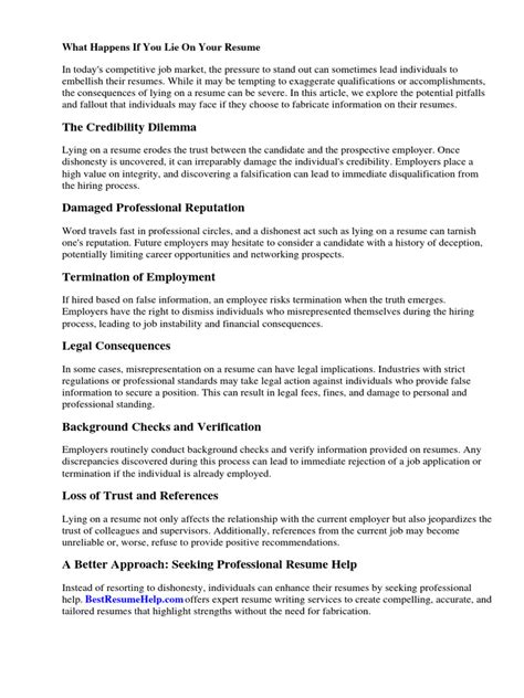 What Happens If You Lie On Your Resume Pdf