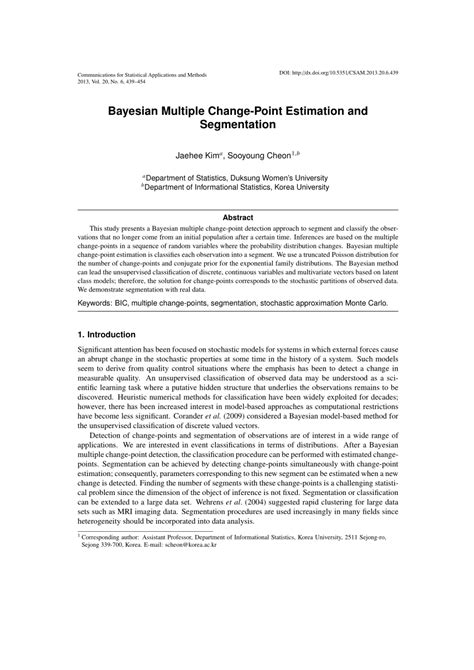 PDF Bayesian Multiple Change Point Estimation And Segmentation