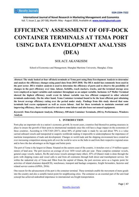 Efficiency Assessment 2325aefficiency Assessment Of Off Dock Container Terminals At Tema Port