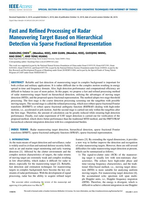 Pdf Fast And Refined Processing Of Radar Maneuvering Target Based On Hierarchical Detection