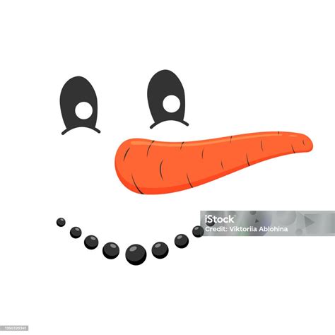 웃는 눈사람 얼굴 재미있는 눈 남자 머리 와 조약돌 입과 당근 코 고립 된 흰색 배경에 겨울 휴가 디자인 벡터 만화 일러스트레이션 눈사람에 대한 스톡 벡터 아트 및 기타