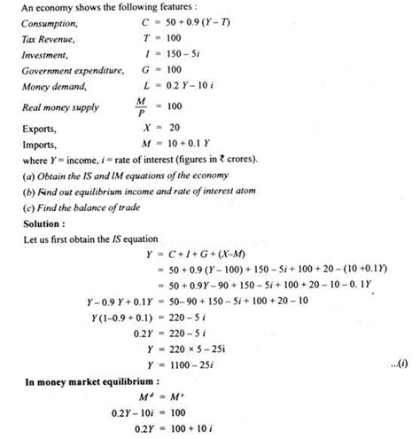 Algebraic Analysis Of IS LM Model With Numerical Problems
