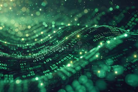 Digital Image Of Background Of Digital Code In Shades Of Green With