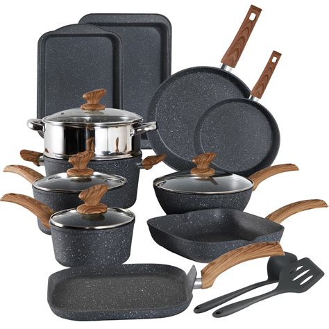 Kitchen Academy Induction Cookware Set 17 Piece Non Stick Cooking Pan