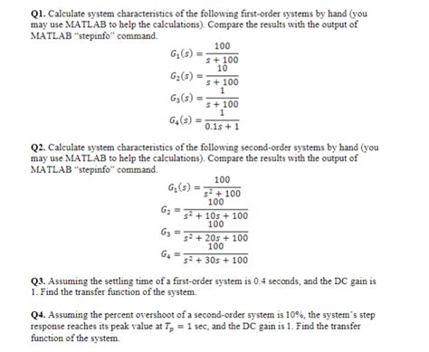 Solved Q1 Calculate System Characteristics Of The Following