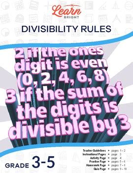 Divisibility Rules Lesson Plan By Learn Bright Education TPT