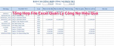 Tổng Hợp File Excel Quản Lý Công Nợ Hiệu Quả