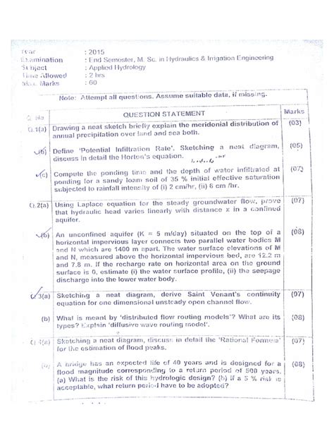 Applied Hydrology Paper Pdf