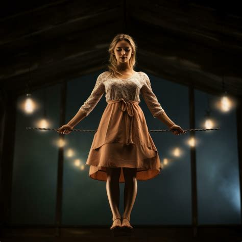 Tightrope Precarious Balance With The Audiences Breath 29803160 Stock