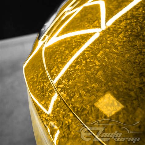 24k Chopped Forged Carbon Fiber Gloss Gold Vinyl Wrap Ezauto Wrap