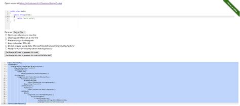 Roslynquoter C에서 구문 트리를 구성하기 위한 구문 팩토리 Api를 표시하는 Roslyn 도구 📤 정보 공유 닷넷데브