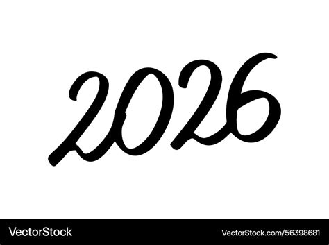Calligraphy For 2026 Year Icon Black Number 2026 Vector Image