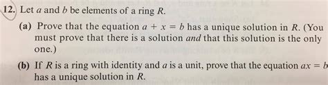 Solved 12 Let A And B Be Elements Of A Ring R A Prove
