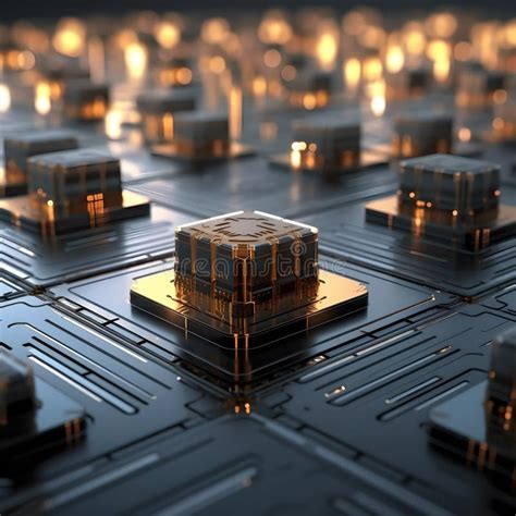 The Cpu On The Circuit Board Stock Illustration Illustration Of