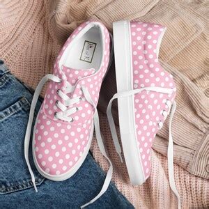 Powder Sky Blue Polka Dot Print Womens Lace Up Canvas Shoes Also