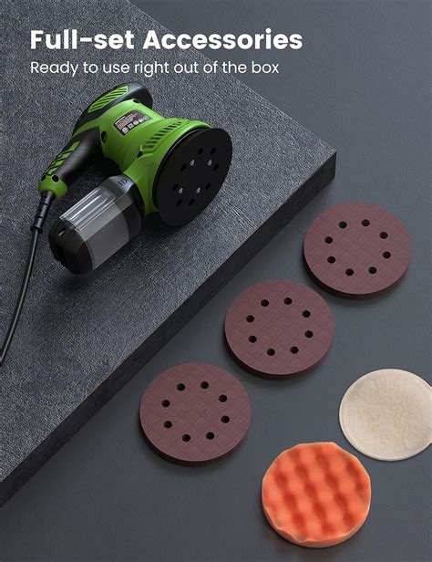 Buy Orbital Sander Ginour 125mm Random Orbital Sander 13000rpm 6 Variable Speed 15pcs