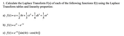 Solved Calculate The Laplace Transform Fs Of Each Of The