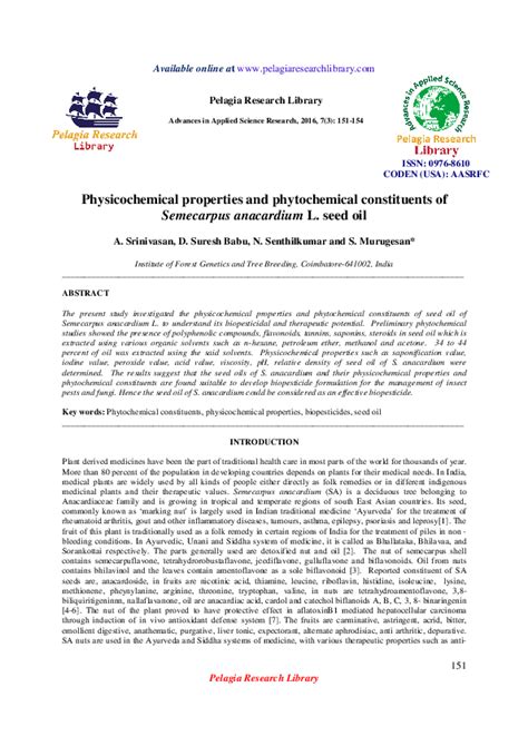 Pdf Physicochemical Properties And Phytochemical Constituents Of